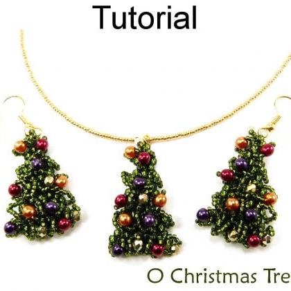 Beading Tutorial Pattern Earrings Necklace - Christmas Tree Holiday ...