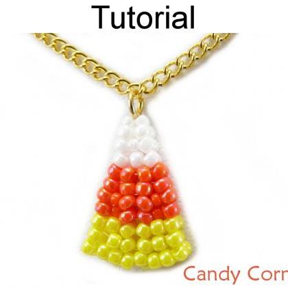 Beading Tutorial Pattern Earrings Necklace Set - Candy Corn Halloween ...