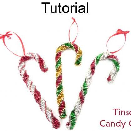 Beading Tutorial Pattern - Beaded Candy Cane Ornament - Christmas ...
