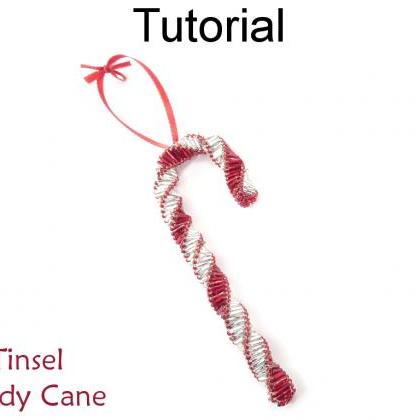 Beading Tutorial Pattern - Beaded Candy Cane Ornament - Christmas ...