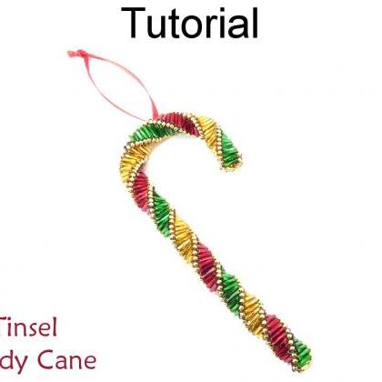 Beading Tutorial Pattern - Beaded Candy Cane Ornament - Christmas ...