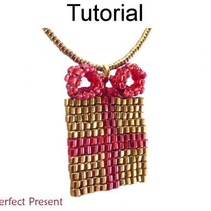 Beading Tutorial Pattern - Christmas Present Necklace Holiday Jewelry ...