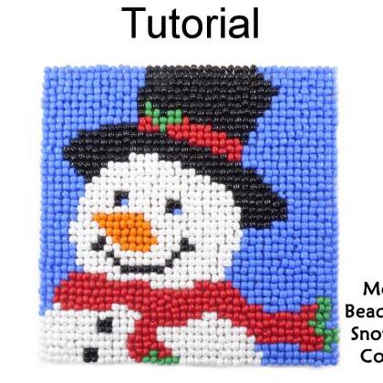 Beading Tutorial Pattern - Beaded Snowman Coaster - Christmas Holiday ...