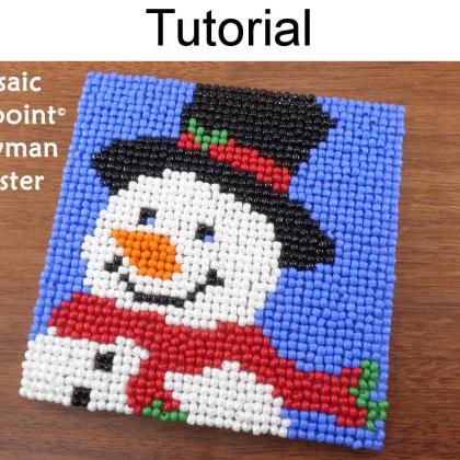 Beading Tutorial Pattern - Beaded Snowman Coaster - Christmas Holiday ...