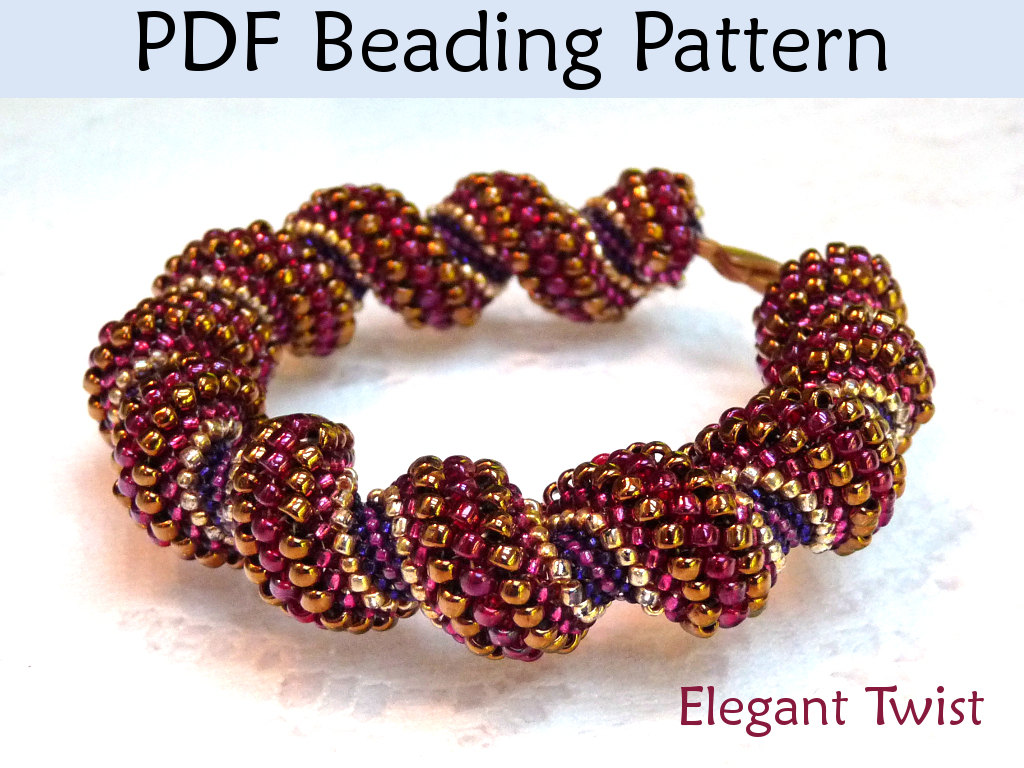 Beading Tutorial Pattern Bracelet Necklace - Cellini Spiral Tubular Peyote Stitch - Simple Bead ...