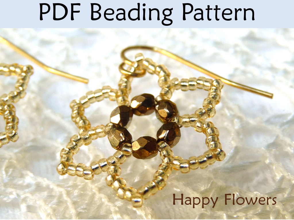 Beading Tutorial Pattern Earrings - Flower Jewelry - Simple Bead ...