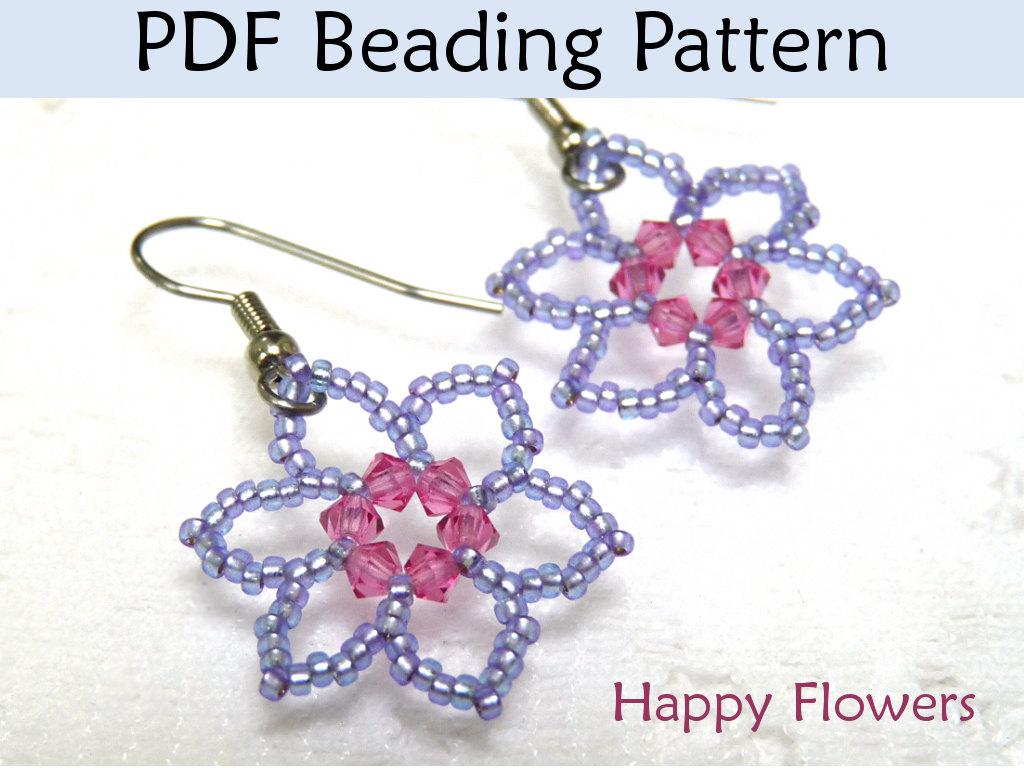 Beading Tutorial Pattern Earrings - Flower Jewelry - Simple Bead ...
