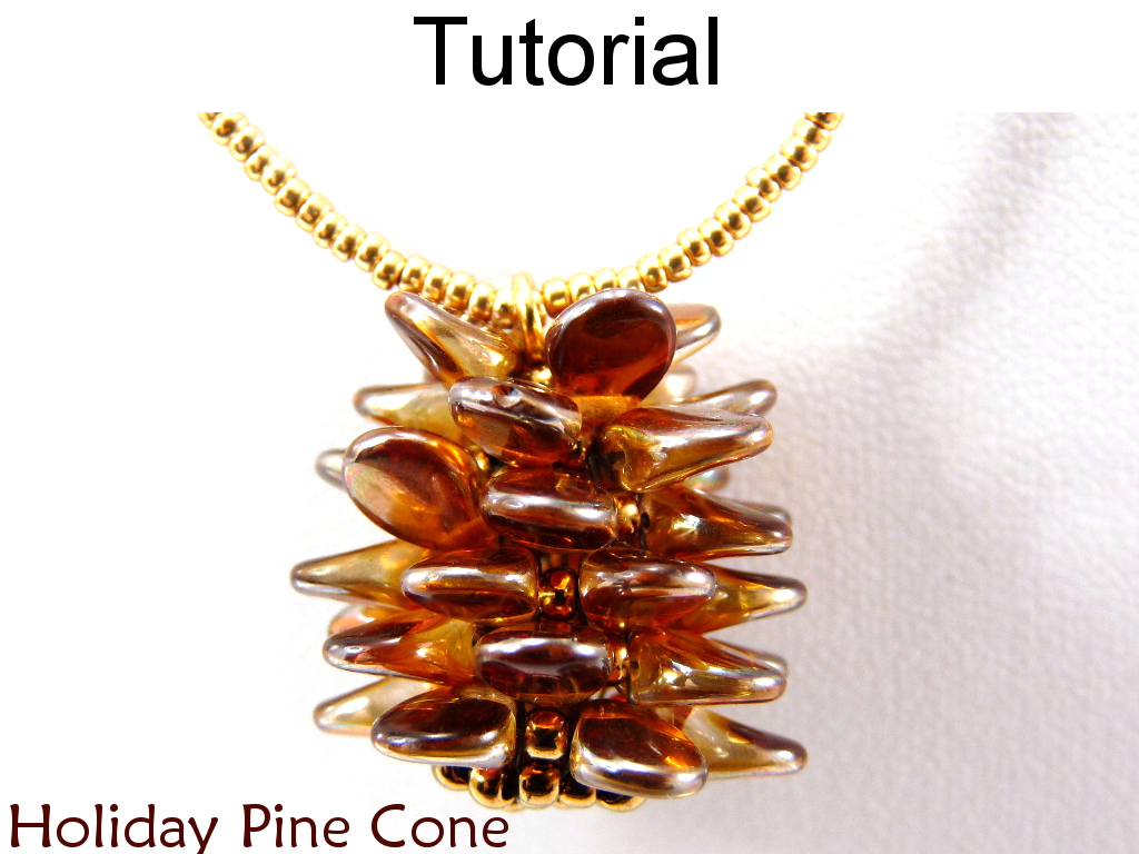 Beading Tutorial Instructions Earrings Necklace - Beaded Pine Cone With Pips - Simple Bead ...