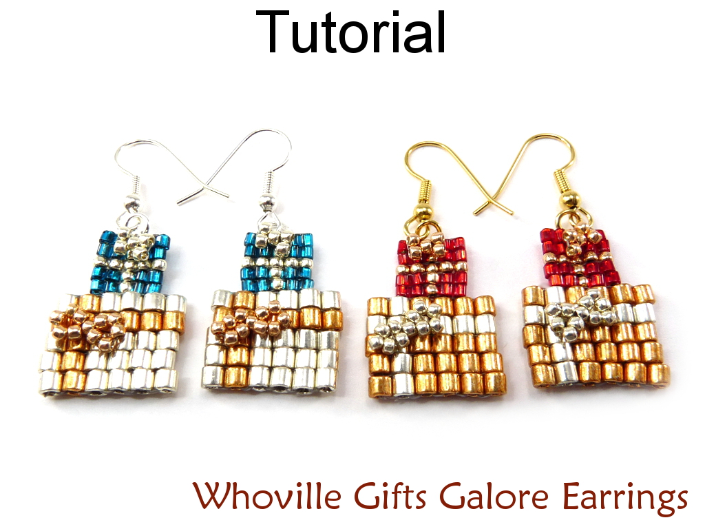 Beading Tutorial Pattern Earrings - Christmas Present Holiday Jewelry ...