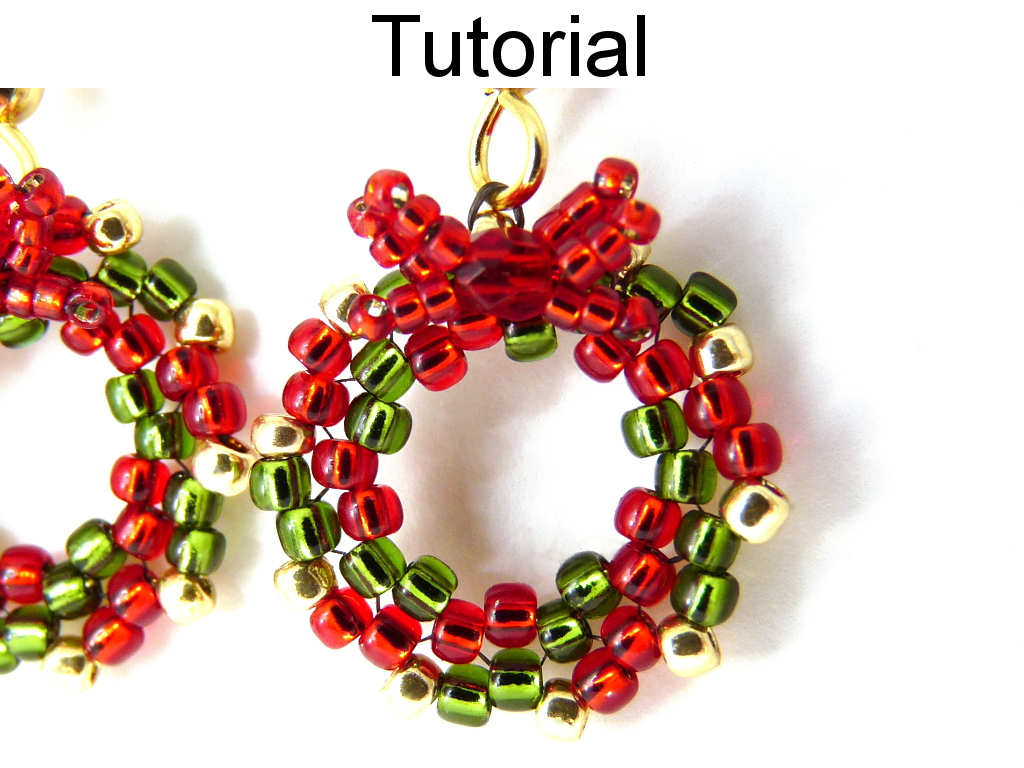 Beading Tutorial Pattern Earrings - Christmas Holiday Wreath Circular ...