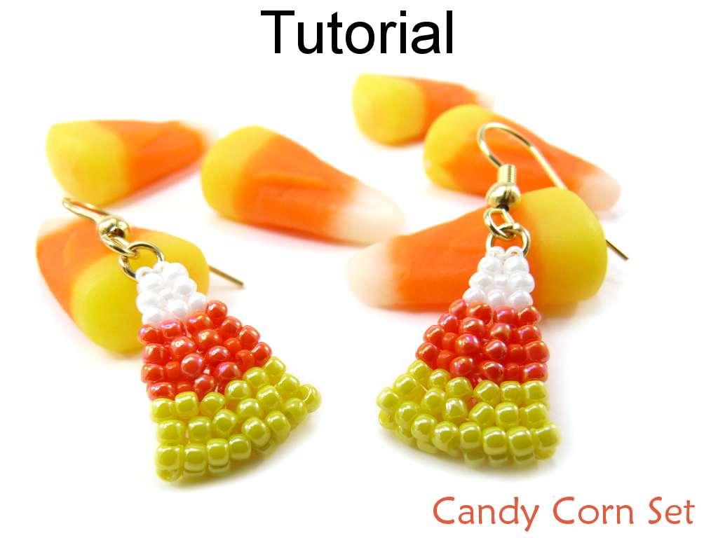 Beading Tutorial Pattern Earrings Necklace Set - Candy Corn Halloween ...