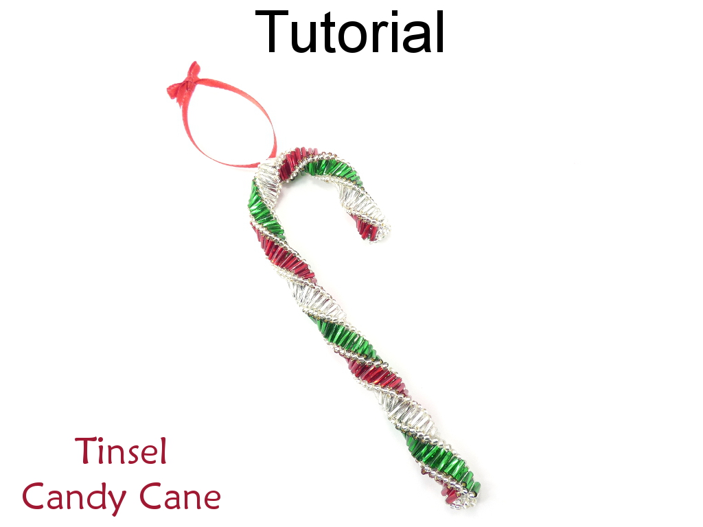 Beading Tutorial Pattern - Beaded Candy Cane Ornament - Christmas ...