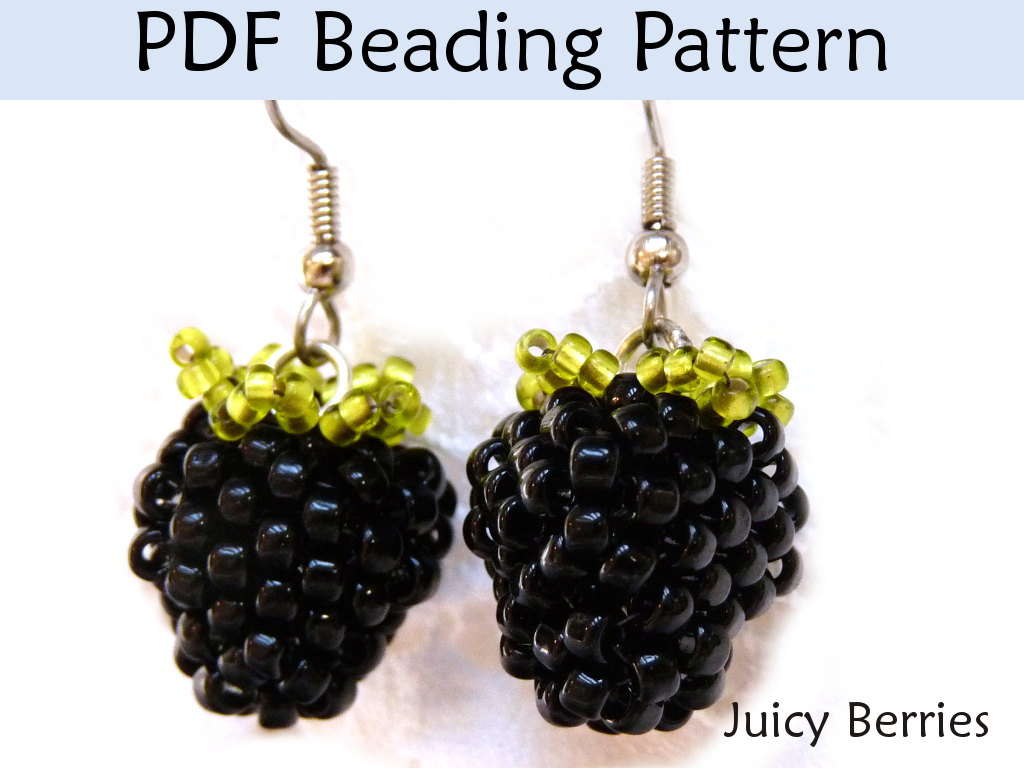 Beading Pattern Tutorial Earrings - Beaded Blackberry Raspberry Jewelry ...