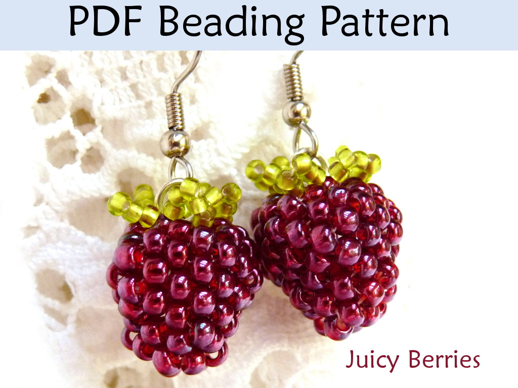 Beading Pattern Tutorial Earrings - Beaded Blackberry Raspberry Jewelry ...