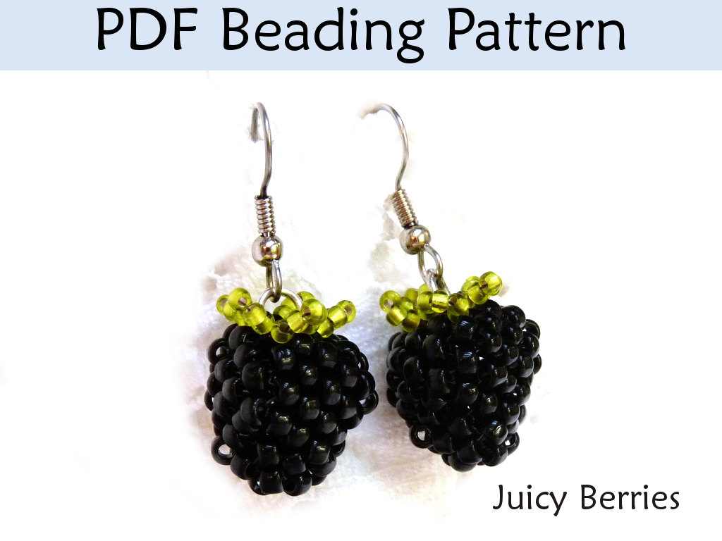 Beading Pattern Tutorial Earrings - Beaded Blackberry Raspberry Jewelry ...