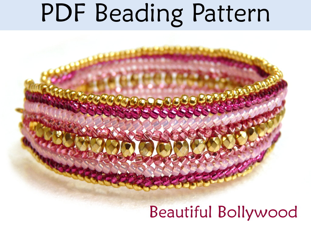 Bracelet Beading Tutorial Pattern - Flat Herringbone Stitch - Simple ...