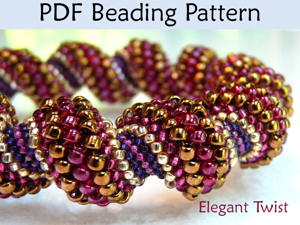 Beading Tutorial Pattern Bracelet Necklace - Cellini Spiral Tubular Peyote Stitch - Simple Bead ...