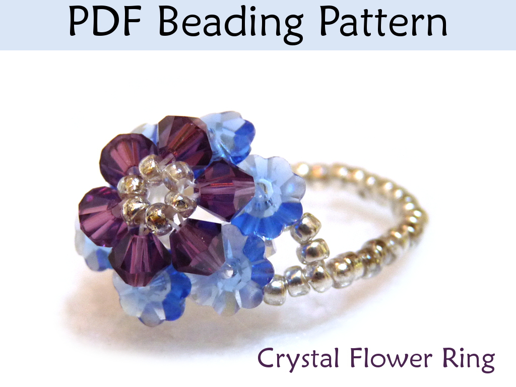 Beading Pattern Tutorial Beaded Ring Crystal Flower Beadstitching Pdf ...