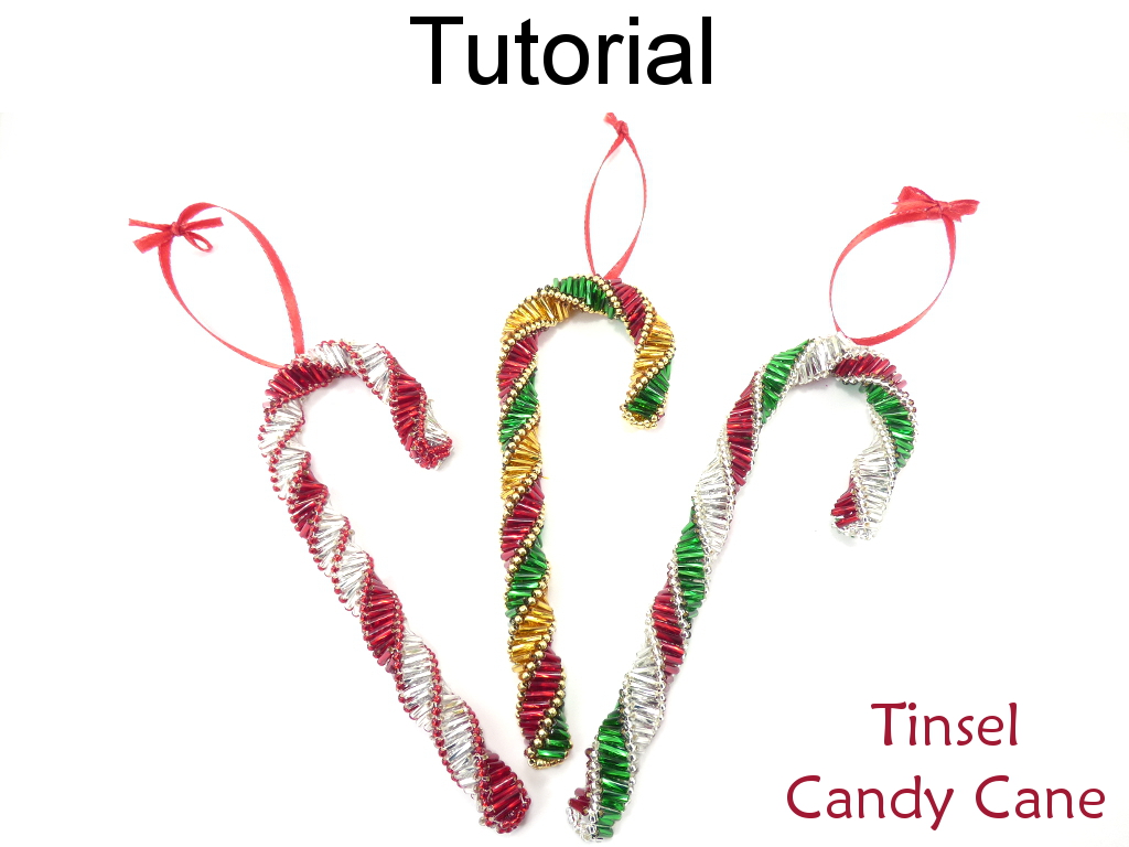 Beading Tutorial Pattern - Beaded Candy Cane Ornament - Christmas ...