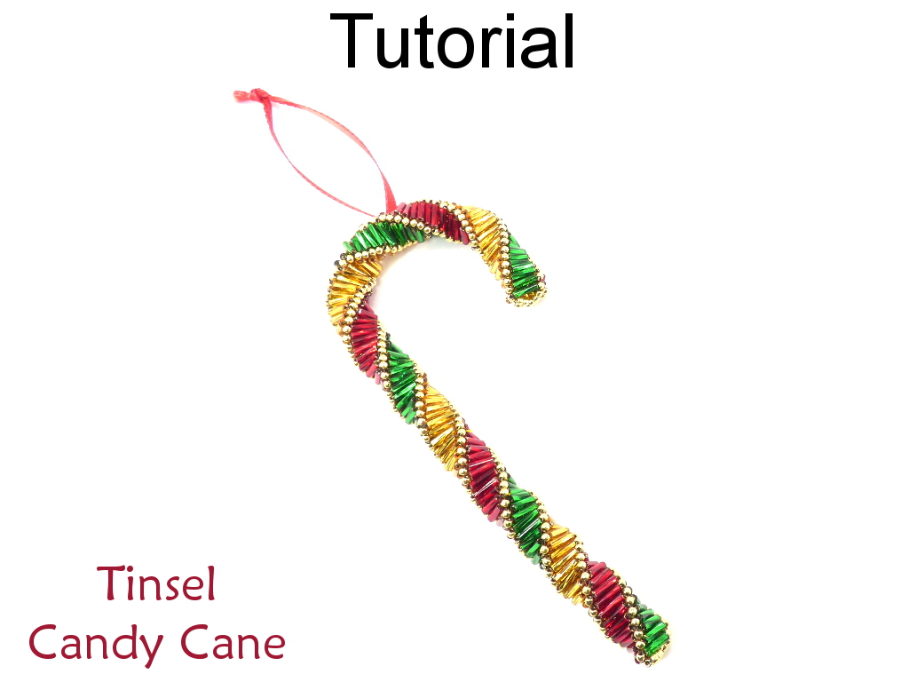 Beading Tutorial Pattern - Beaded Candy Cane Ornament - Christmas ...